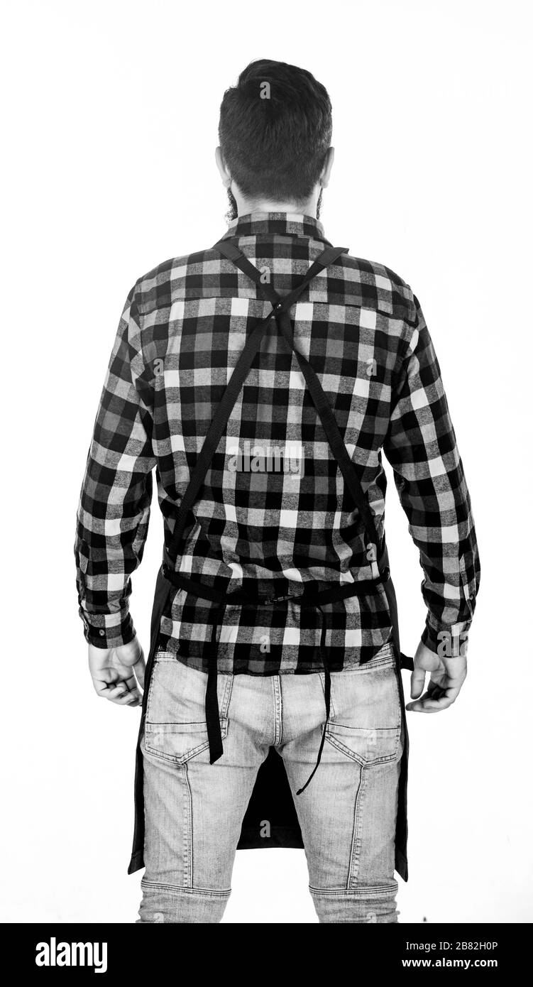 He is a skilled professional. Man standing back to camera. Man back ...