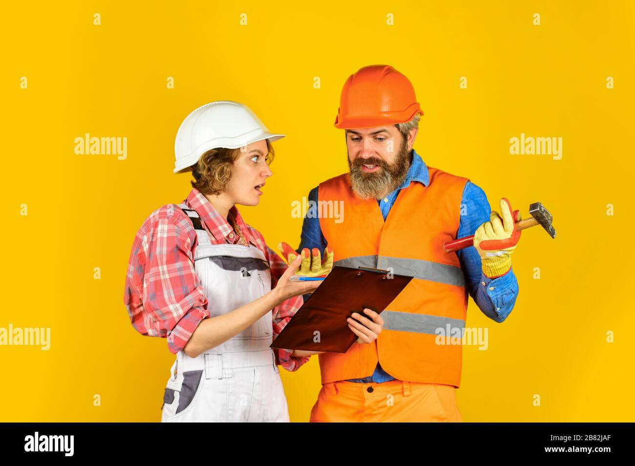 confident electrical and technician. engineers couple working together ...