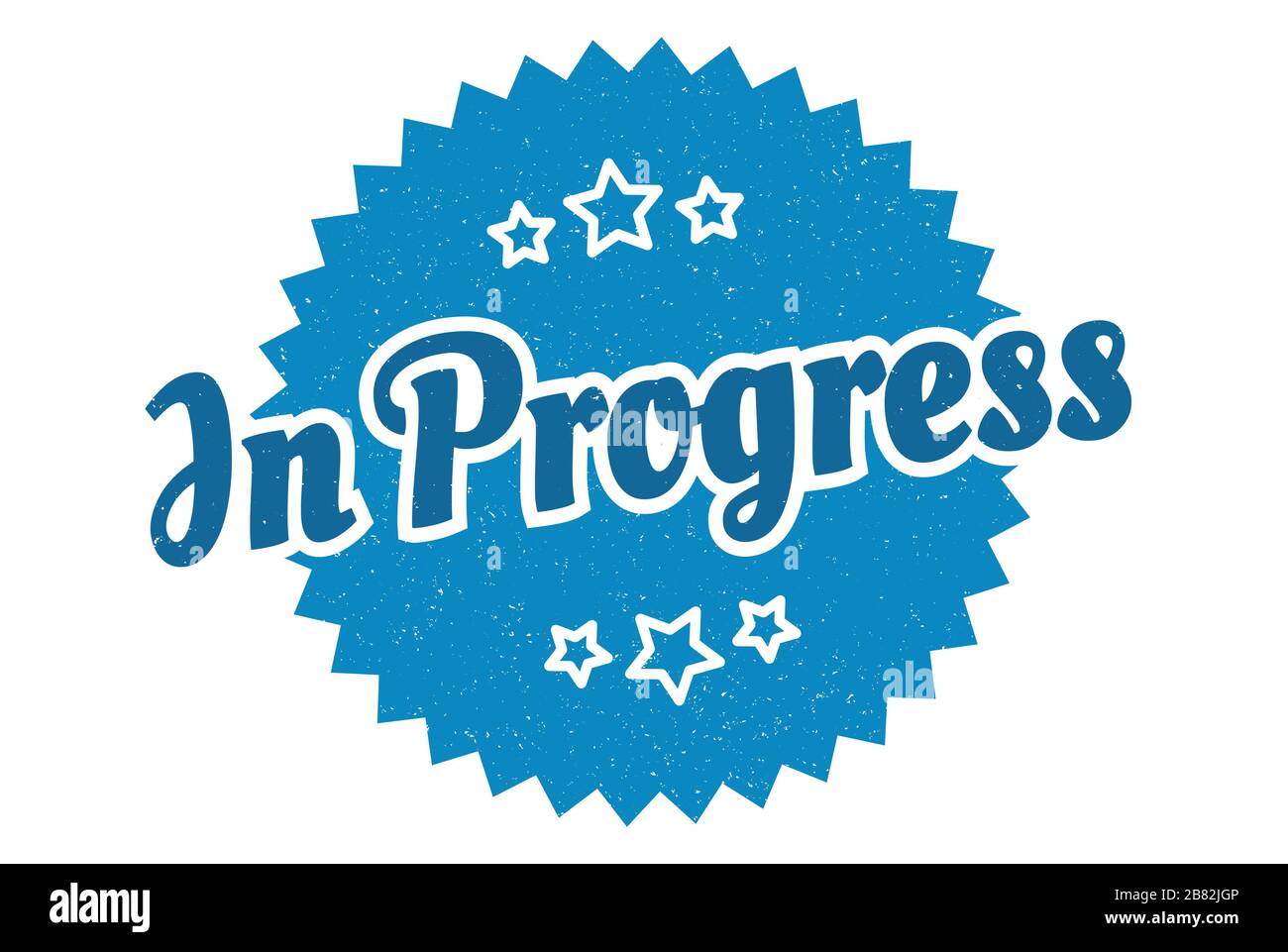 in progress sign. in progress round vintage retro label. in progress ...