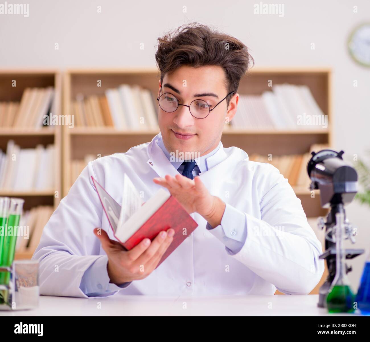 The mad crazy scientist doctor doing experiments in a laboratory Stock ...