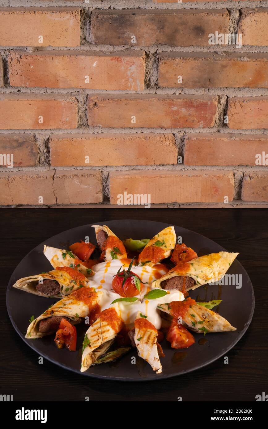 wrap kebab from turkish cuisine Stock Photo - Alamy