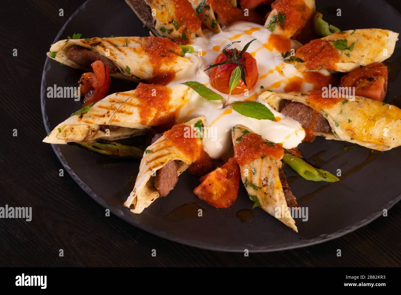 wrap kebab from turkish cuisine Stock Photo - Alamy