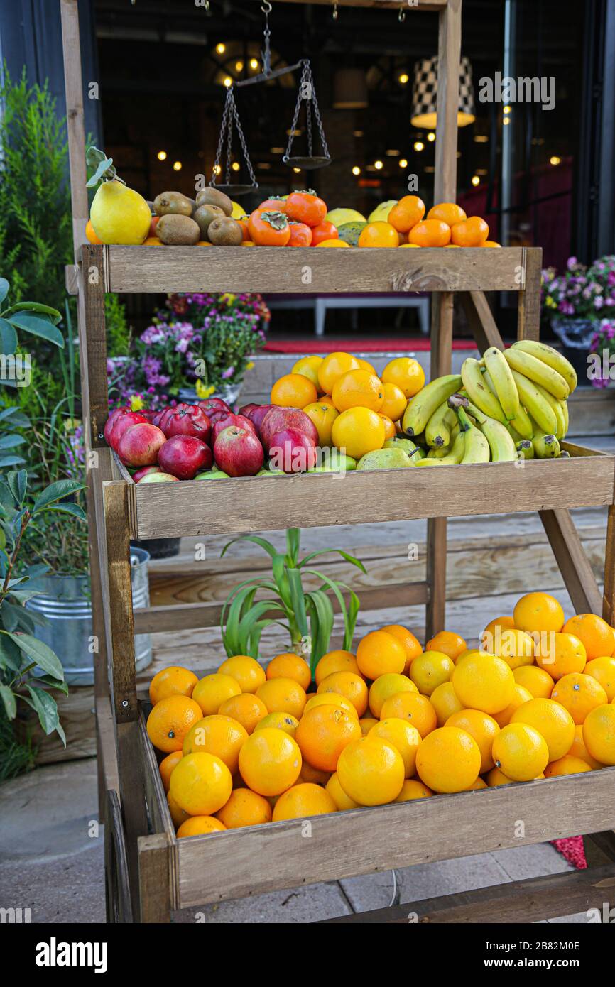 fruits and vegetables on display in the restaurant garden Stock Photo ...
