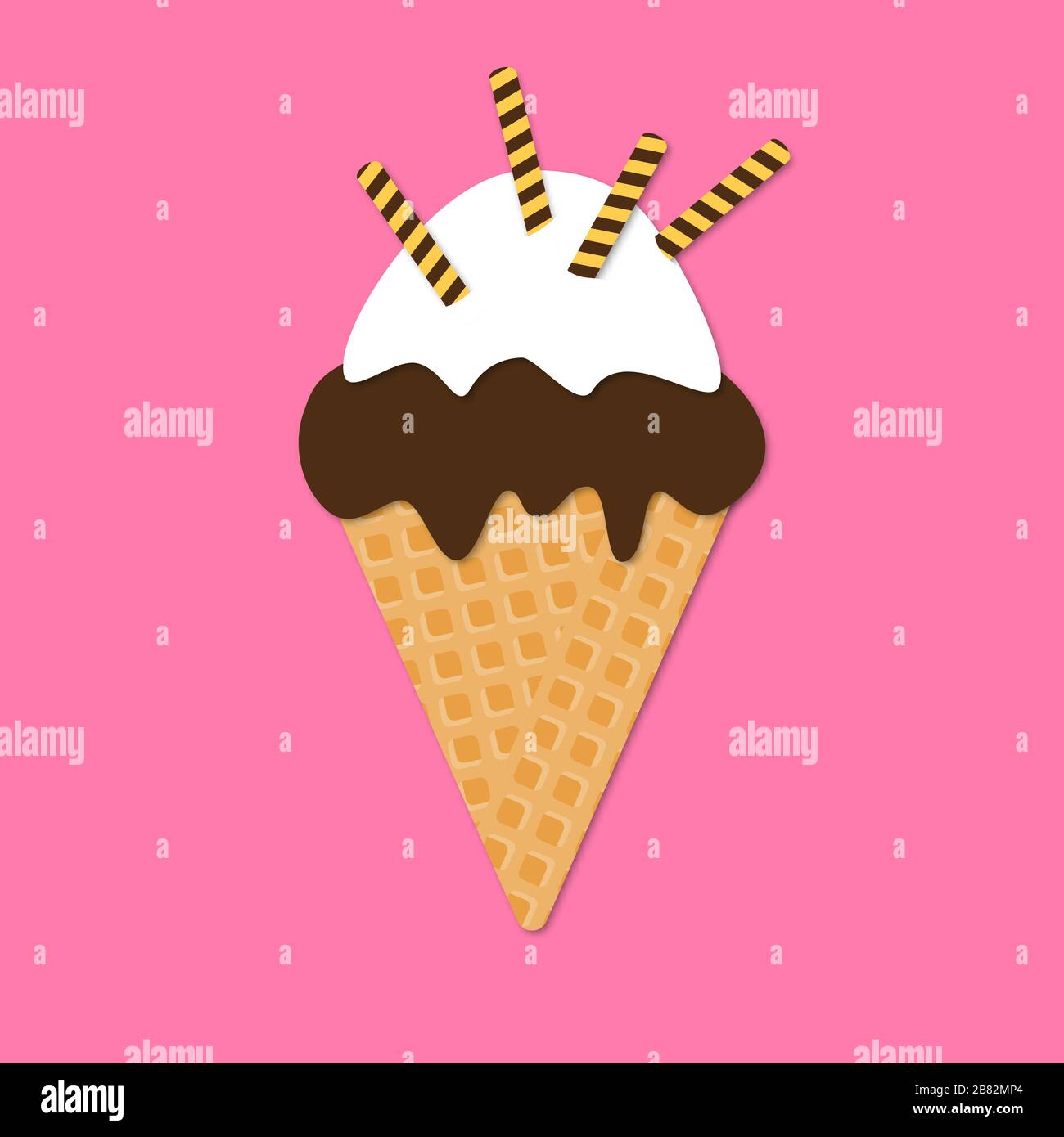 Strawberry ice cream cone cut Stock Vector Images - Alamy