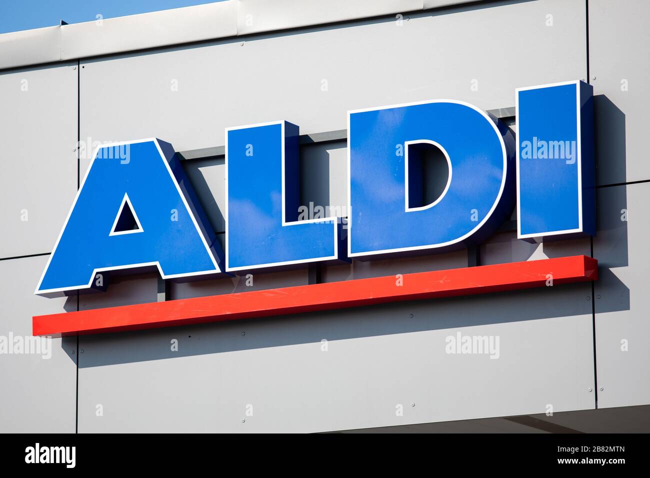 Czestochowa, Poland - 17 March 2020: interior view of the ALDI, logo ...