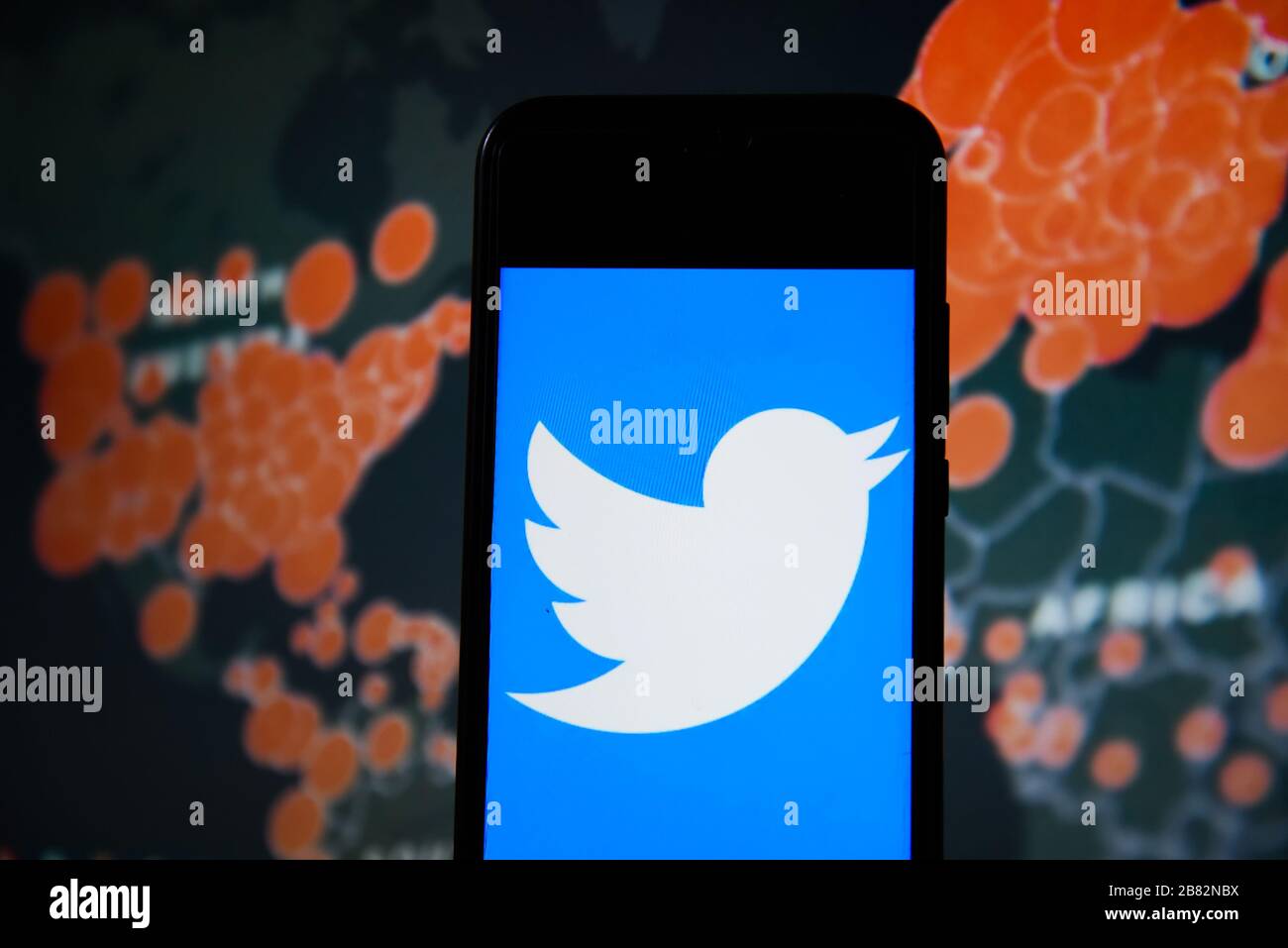 Poland. 19th Mar, 2020. In this photo illustration a Twitter logo seen ...