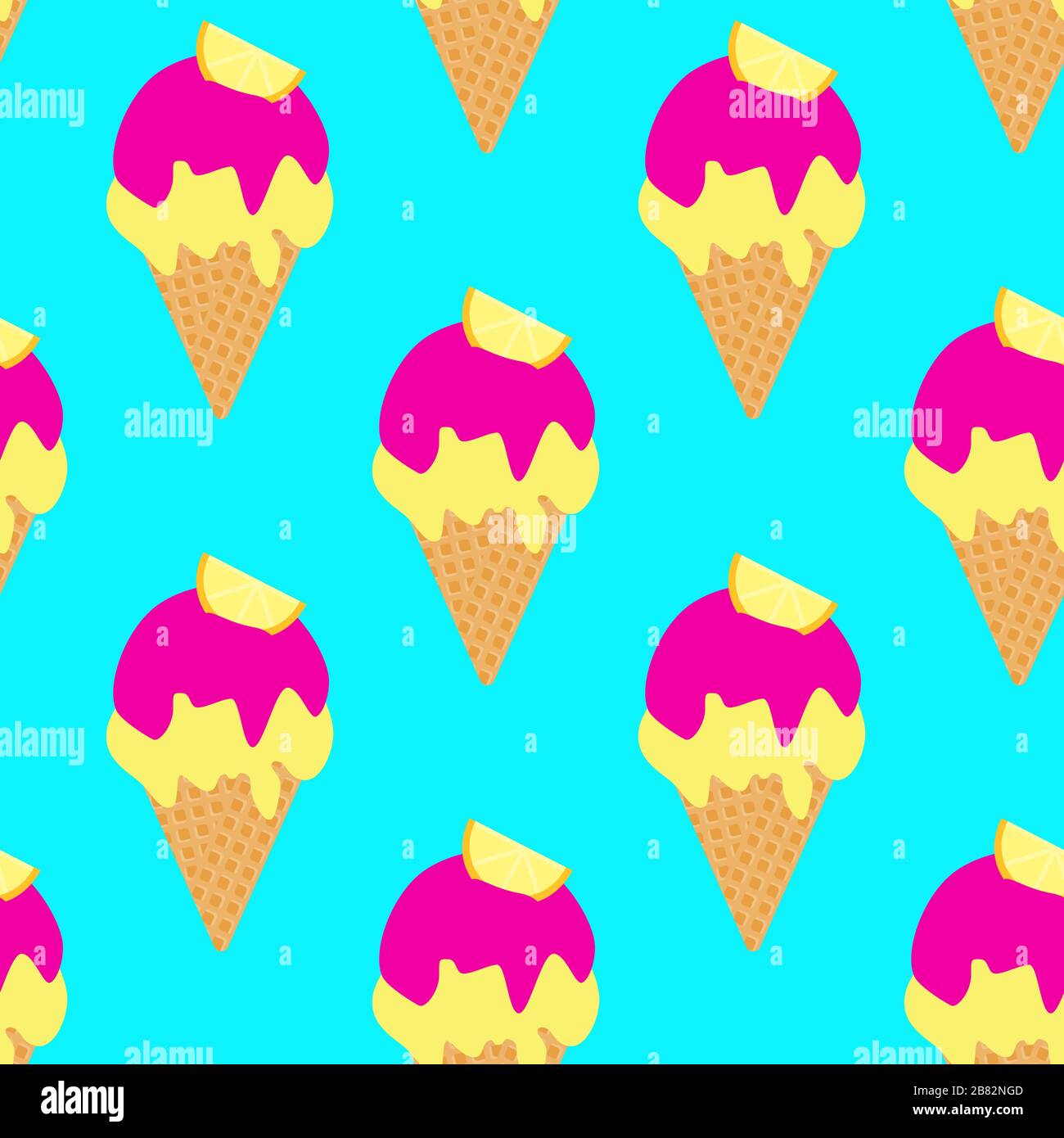 Seamless Pattern Of Ice Cream Cones Vector Summer Dessert Stock