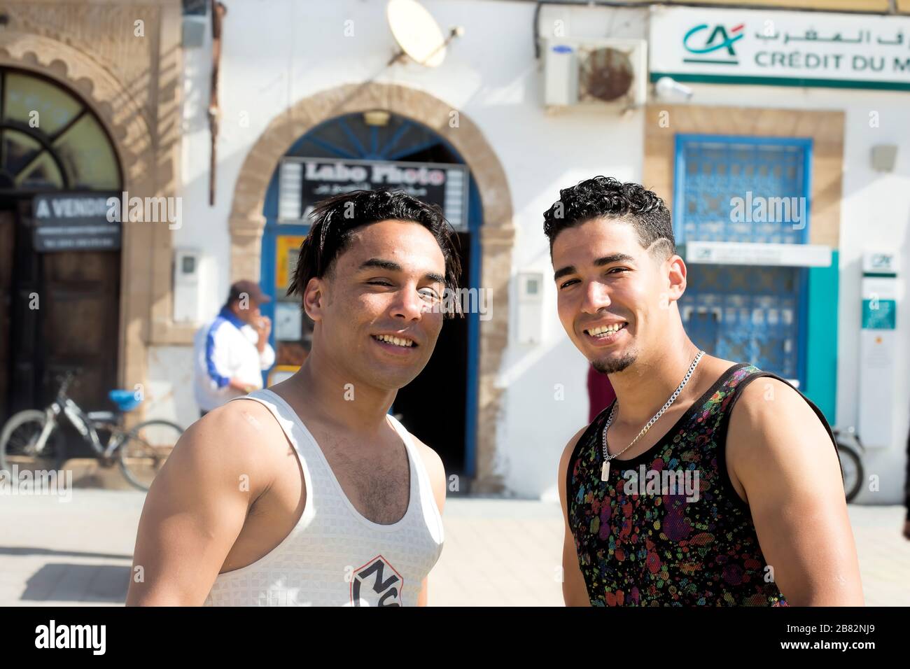 Essaouira, Morocco - February 20 2019 Moroccan young men, street ...