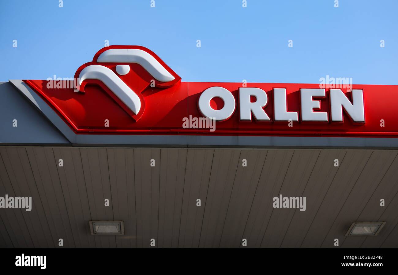 Czestochowa, Poland, Silesia -27 March 2019: logo ORLEN, ORLEN gas ...