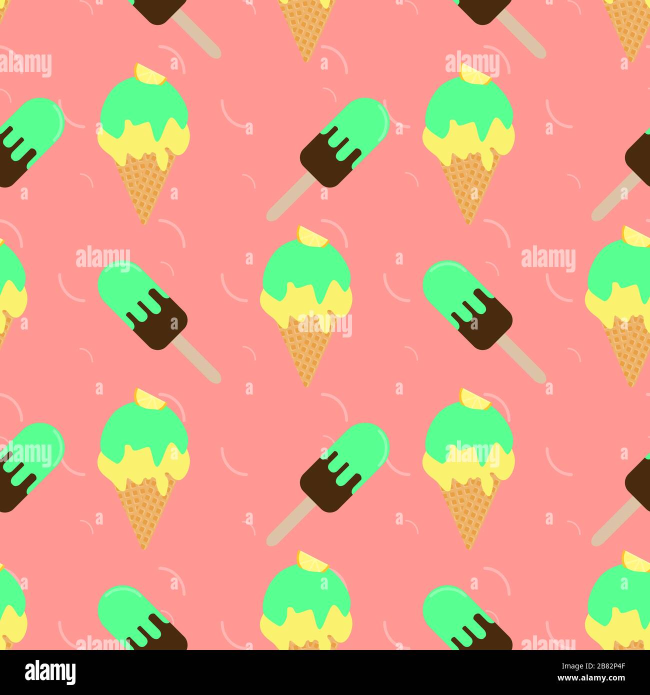 Seamless pattern of Ice cream cones. Vector. Summer dessert Stock ...