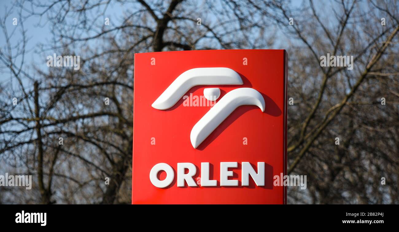 Czestochowa, Poland, Silesia -27 March 2019: logo ORLEN, ORLEN gas ...