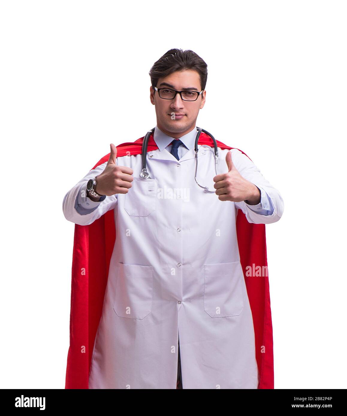 The super hero doctor isolated on white Stock Photo - Alamy