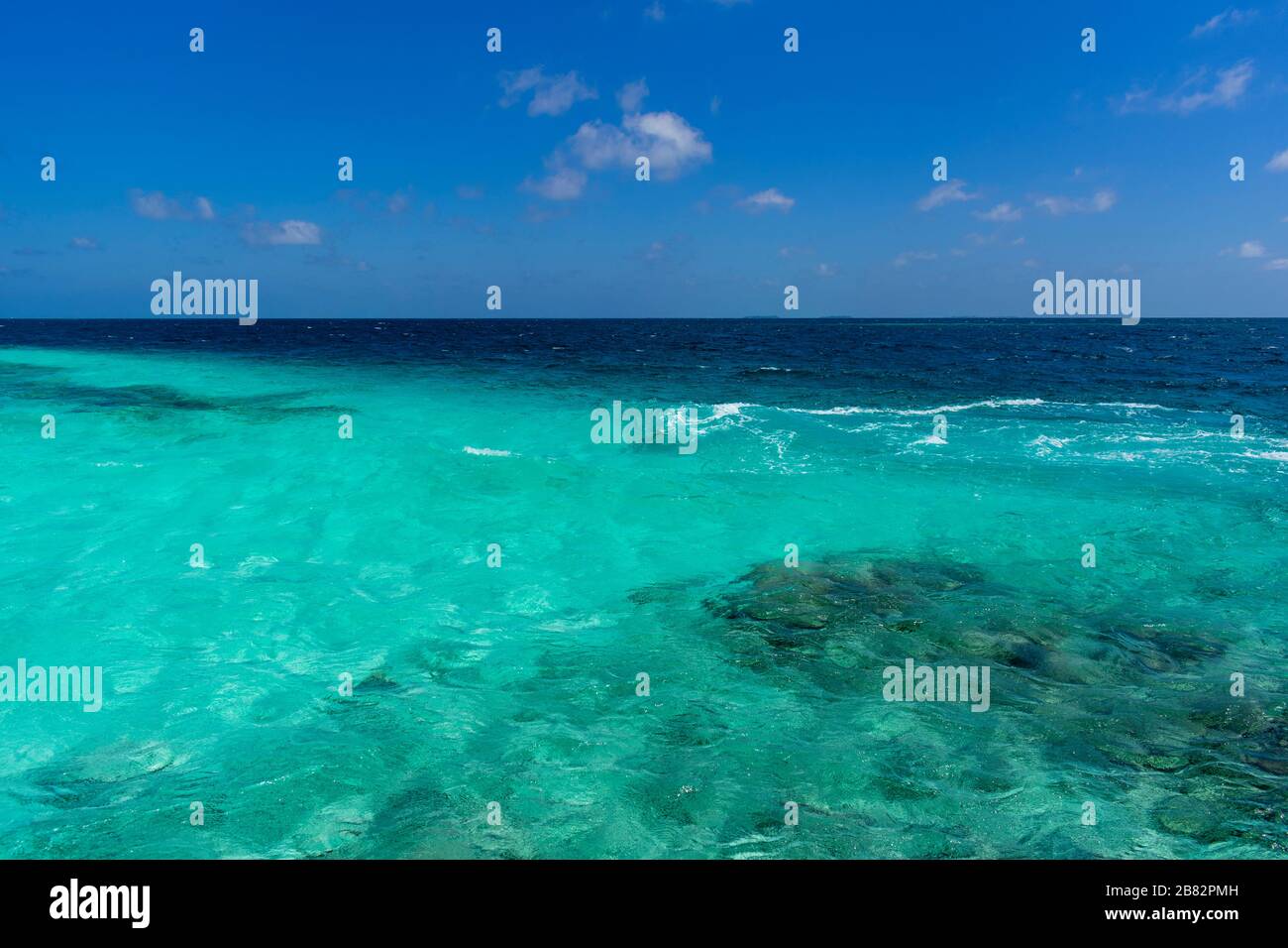 Maldives, Kaafu atoll - December 27 2019 - The intense colors of the ...