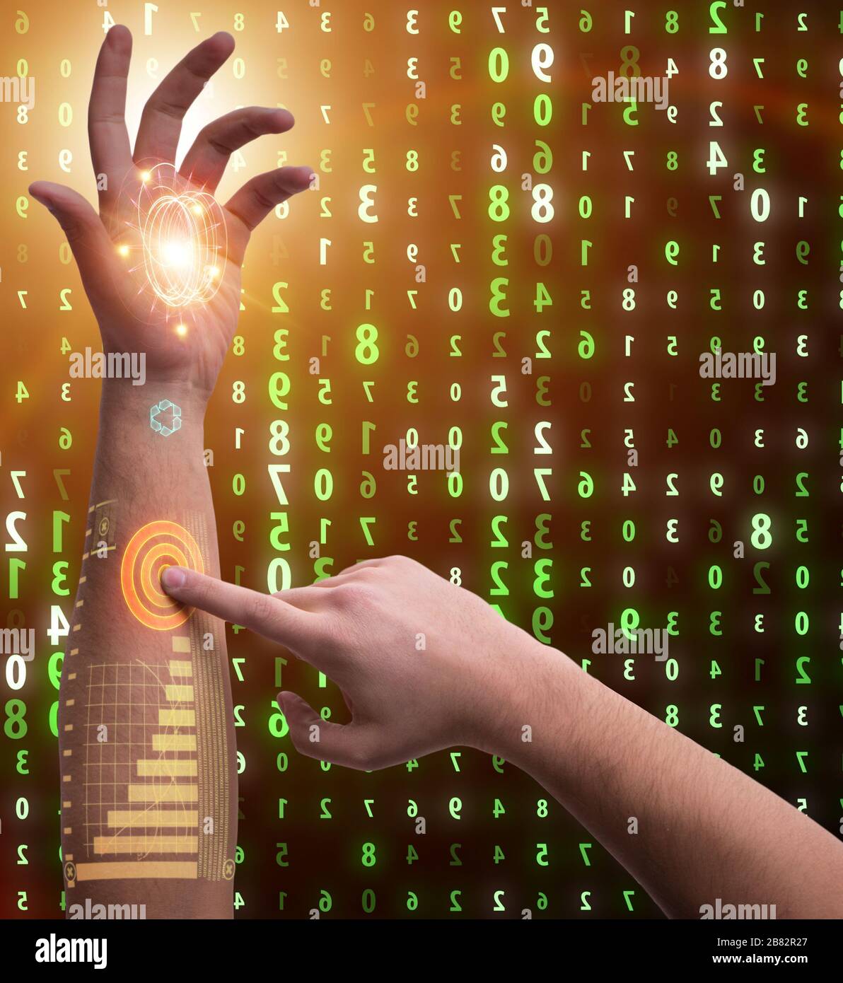 The human robotic hand in futuristic concept Stock Photo - Alamy