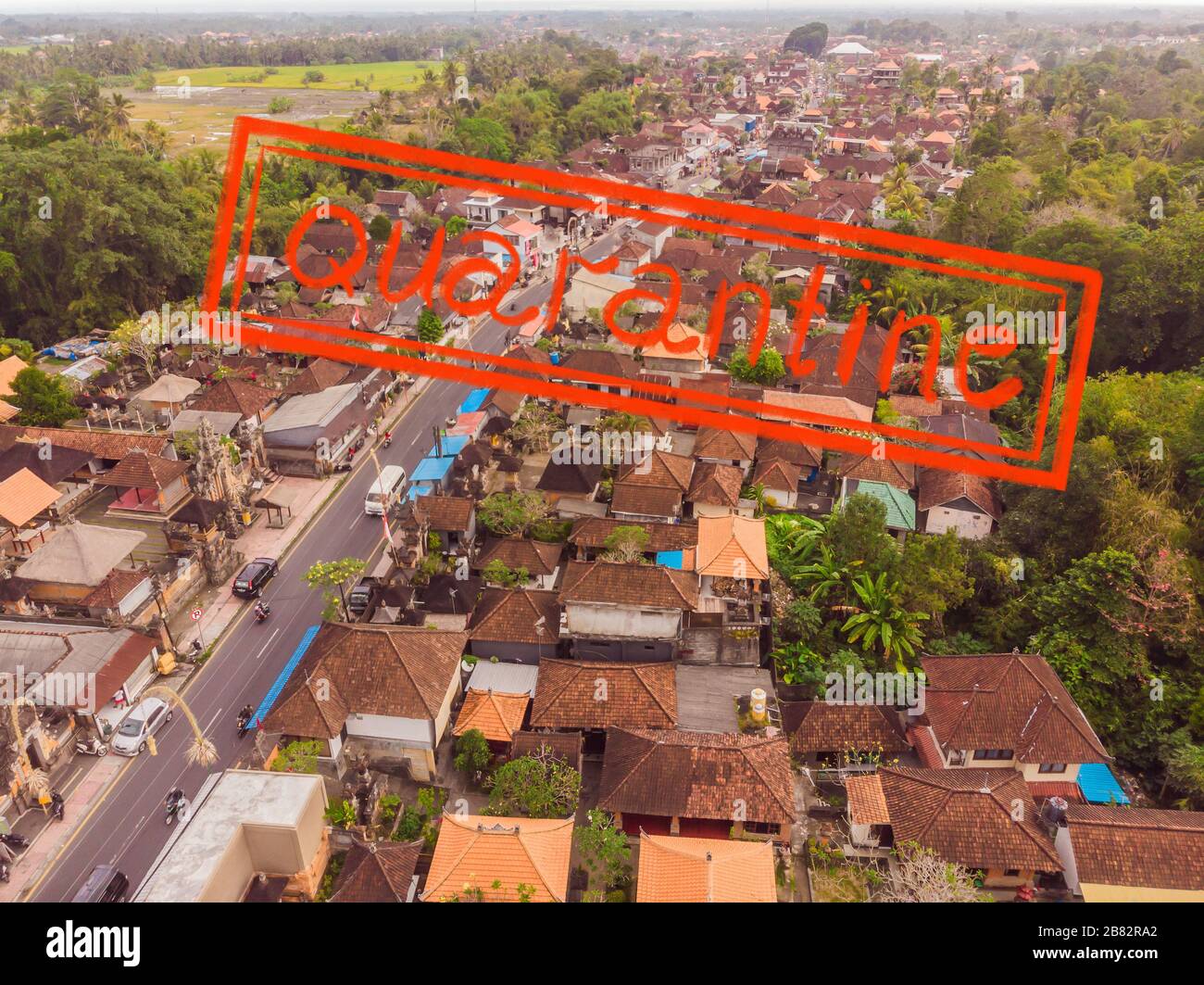 Quarantine due to coronavirus epidemic covid19 Many villas with brown ...