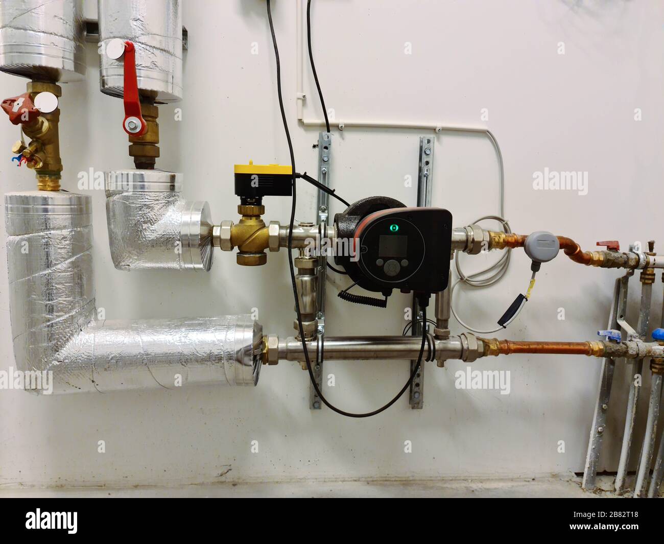 Water system in an industrial building electric water pump and pipes ...