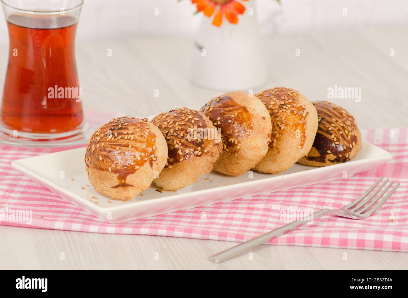 Turkish pastry from turkish cuisine (acma, Pogaca, Simit Stock Photo ...