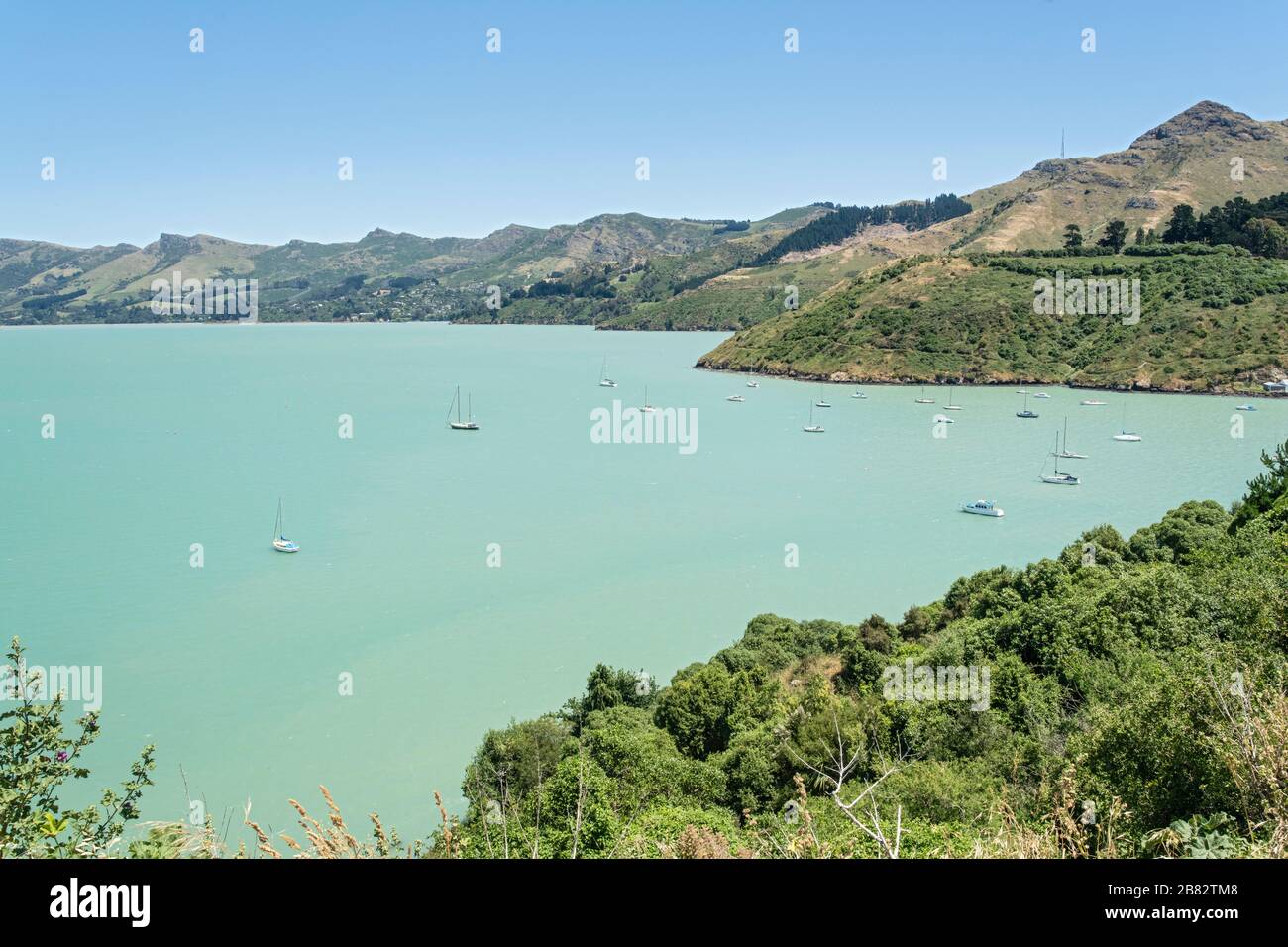 view of coast at Lyttleton, South Island, New Zealand Stock Photo - Alamy