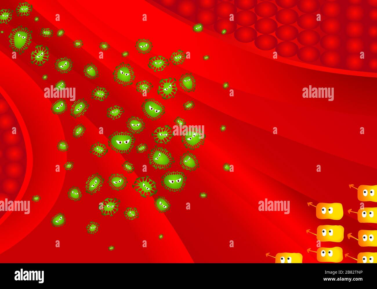 Cartoon coronavirus entering the organism and infecting the body Stock ...