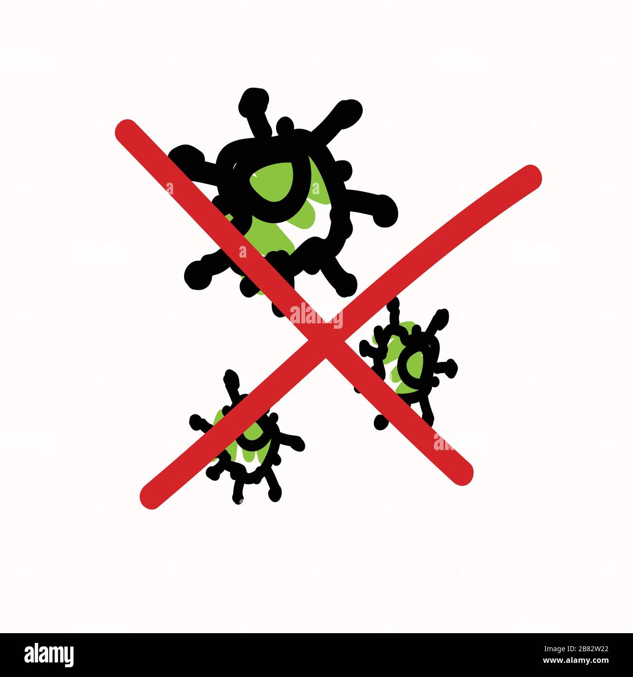 Picture of crossed out corona virus icon image. Fight viral spread ...