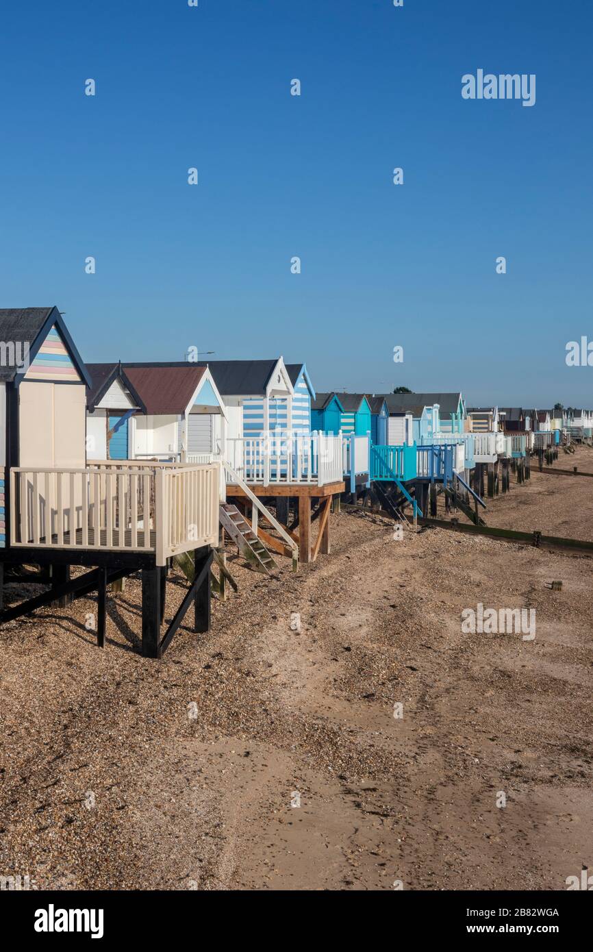 Beach huts at Thorpe Bay, near Southend-on-Sea, Essex, England Stock ...