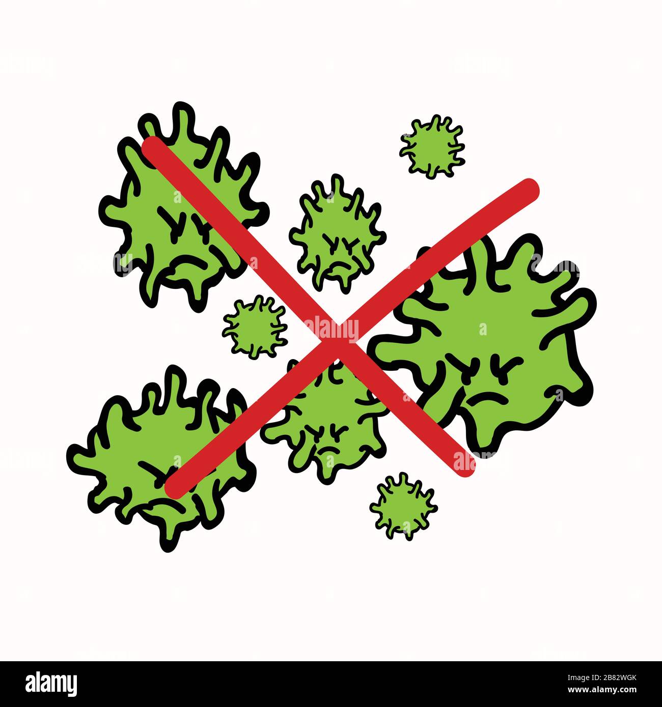 Picture of crossed out corona virus icon image. Fight viral spread ...