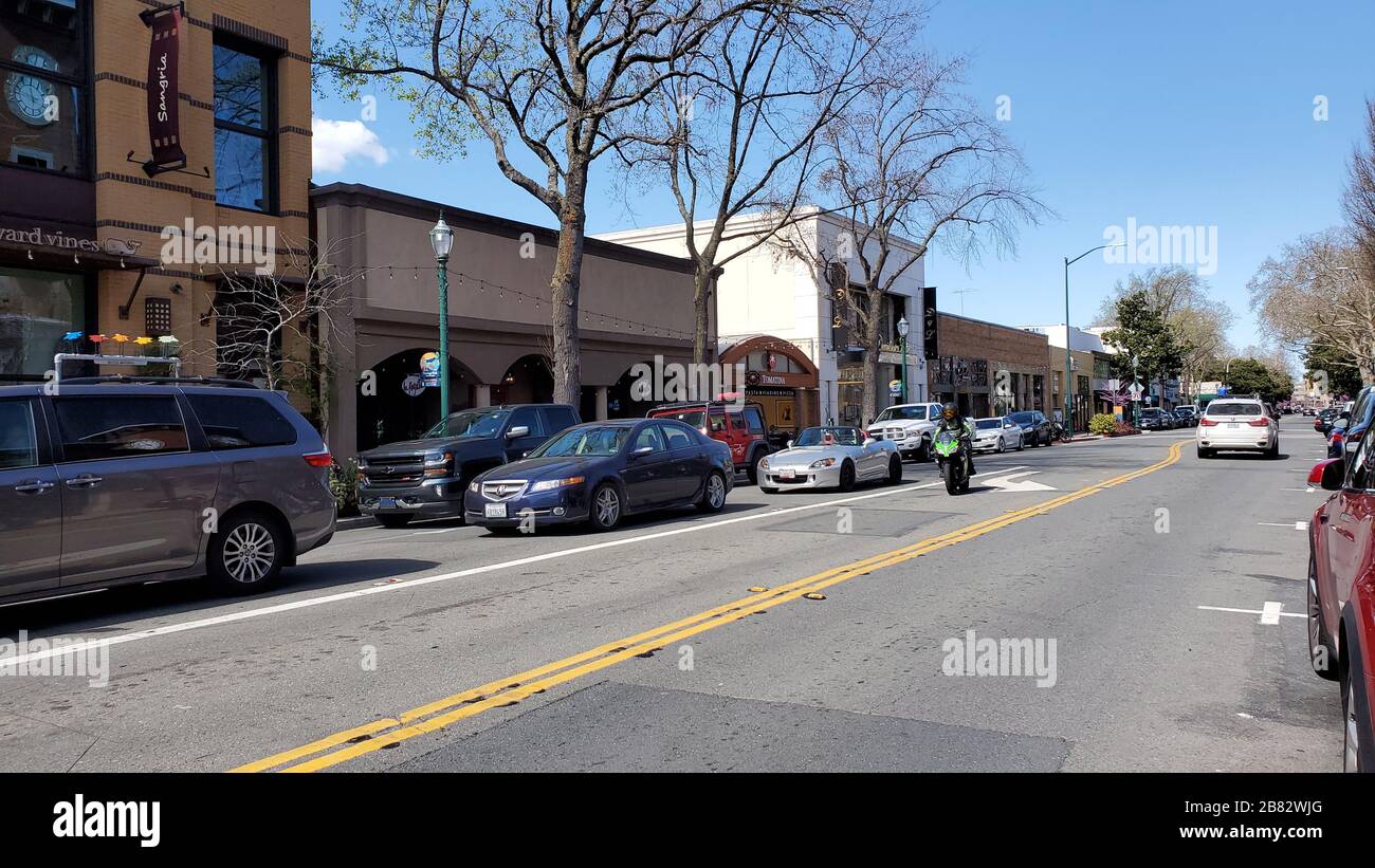 Street scene in downtown Walnut Creek, California, March 11, 2020 Stock ...