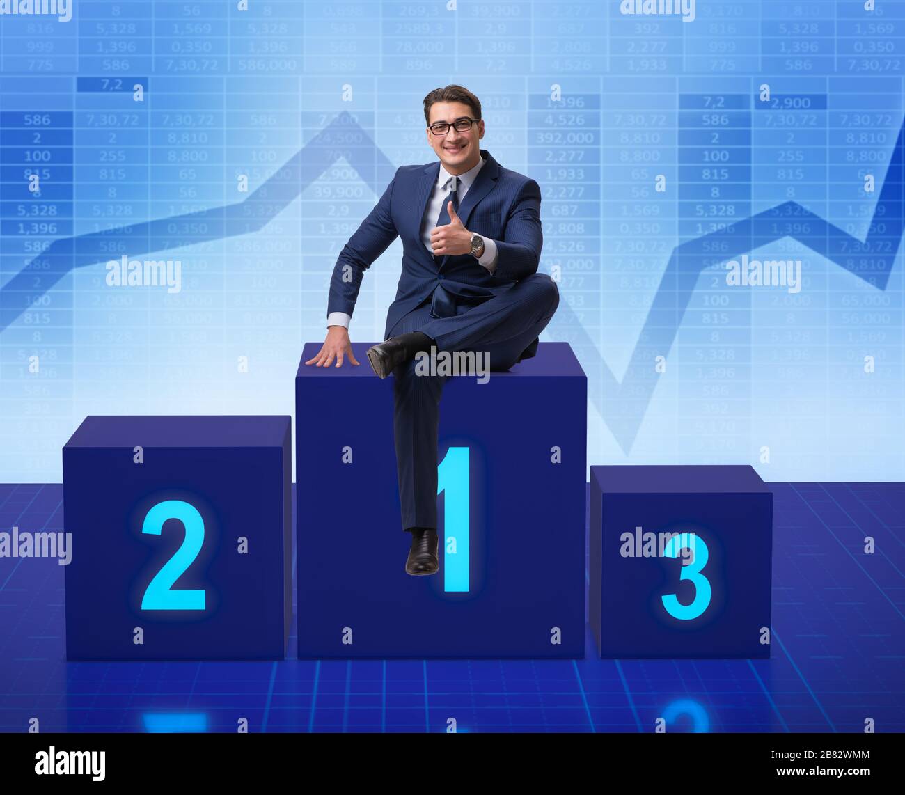 The businessman taking first place in competition Stock Photo - Alamy