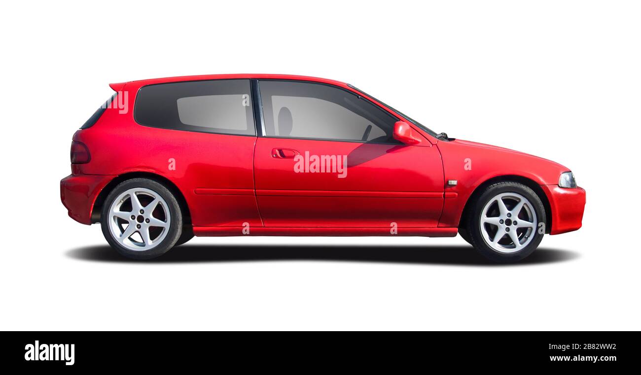 Classic red Japanese sport hatchback car isolated on white Stock Photo ...