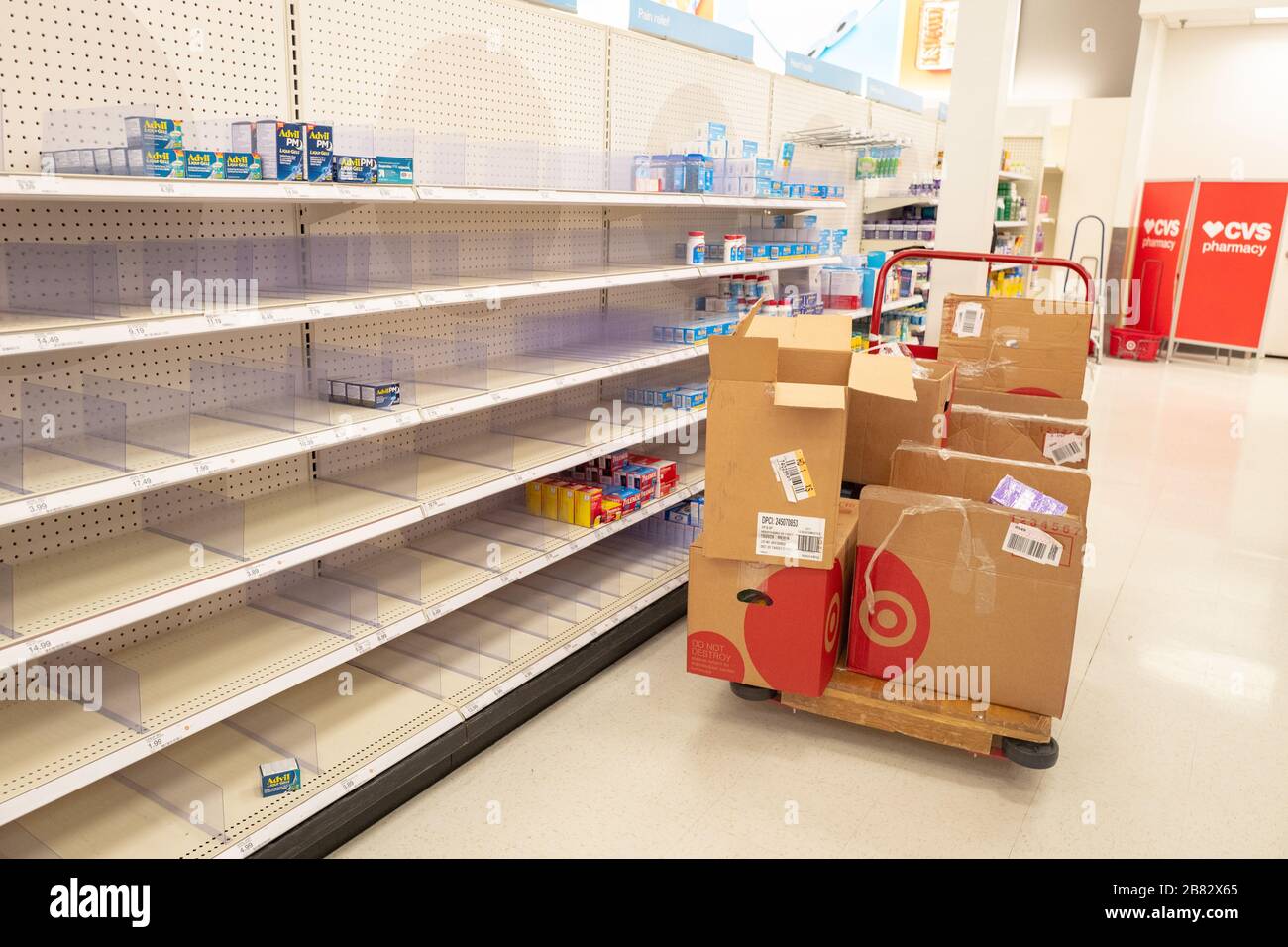 Empty shelves are visible at a Target retail store in Contra Costa ...