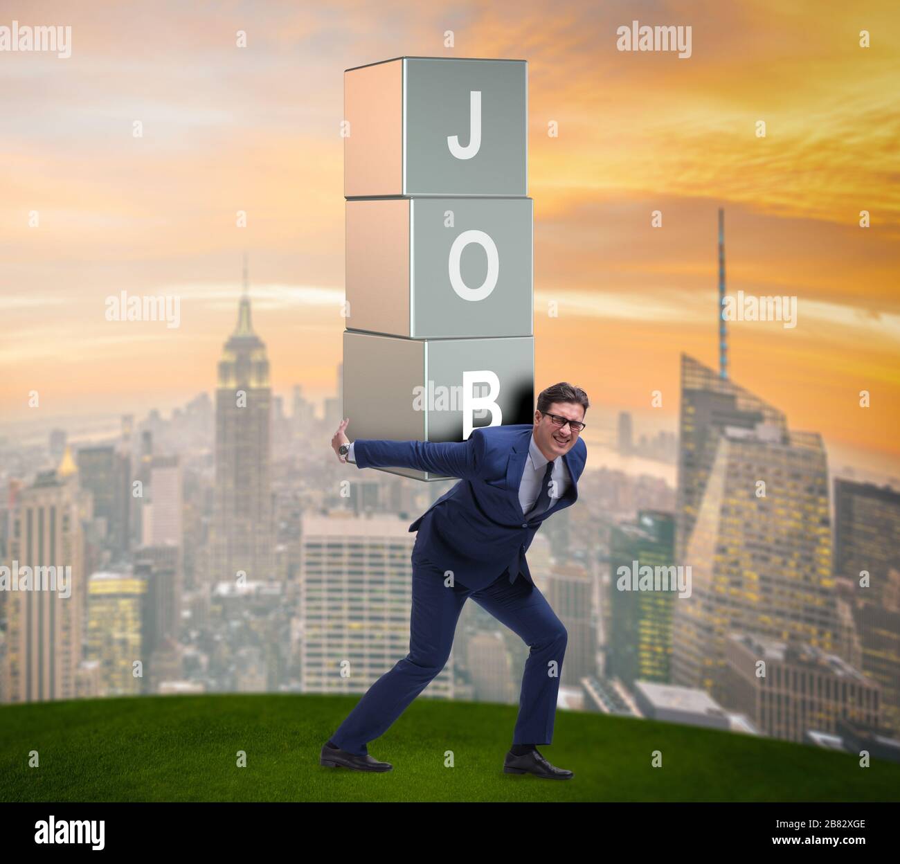 The businessman carrying the burden of his job Stock Photo - Alamy