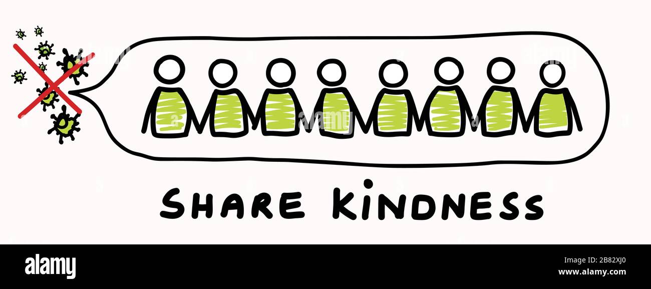 Corona virus crisis, share kindness. Covid 19 stickman infographic ...