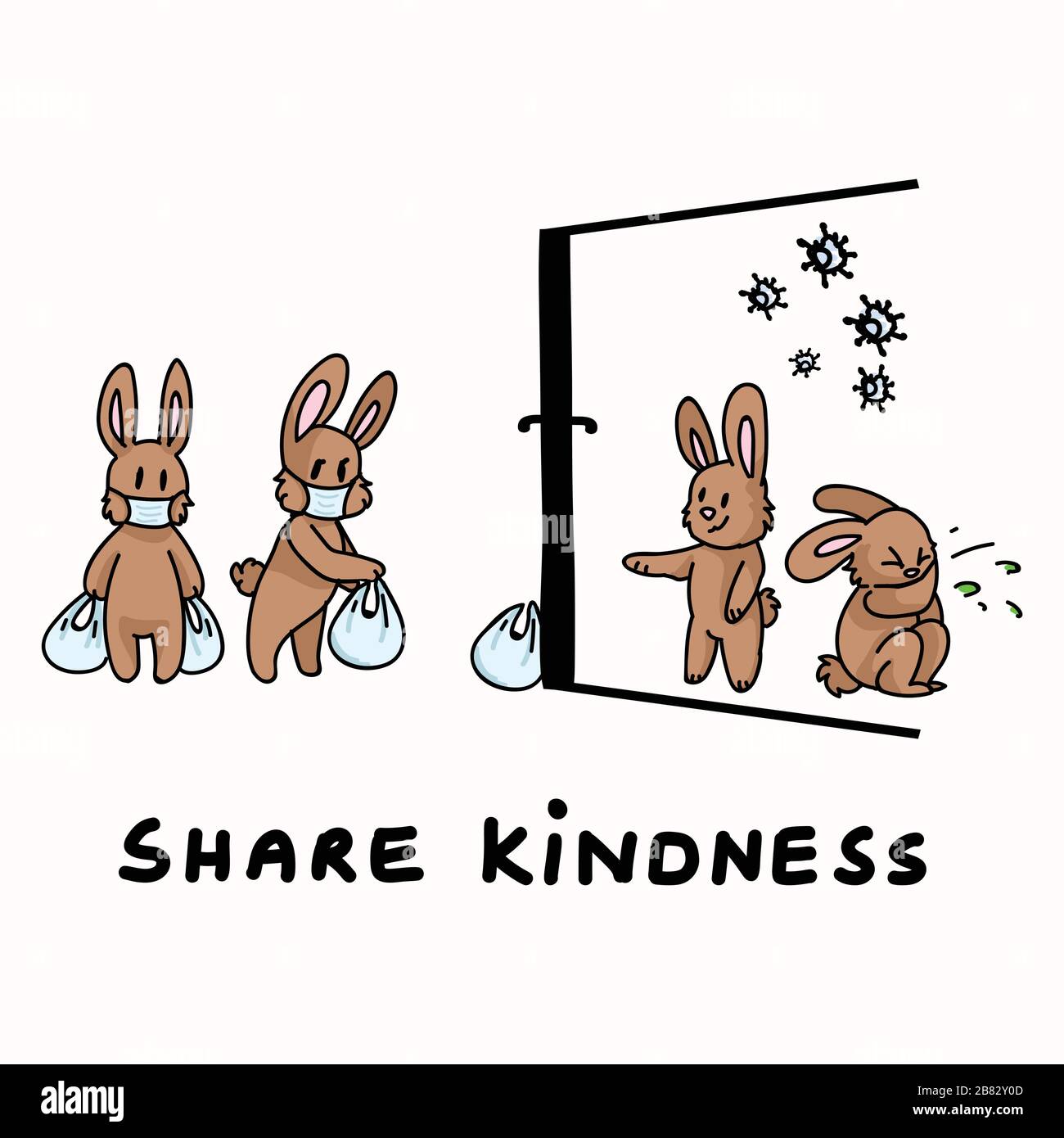 Corona virus kids cartoon help each other infographic. Viral flu face ...