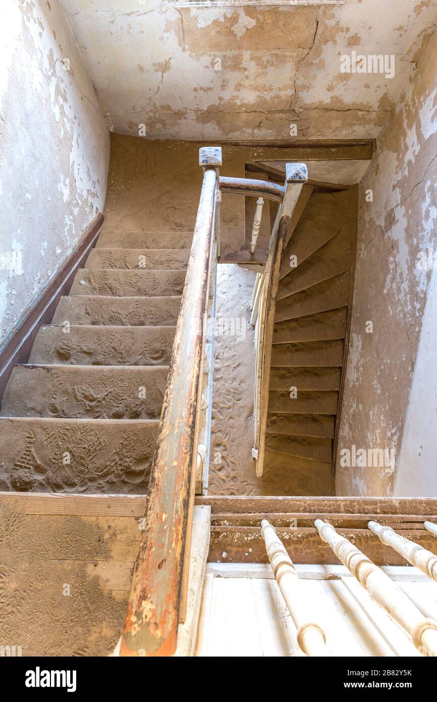 Stairs in ghost house Stock Photo - Alamy