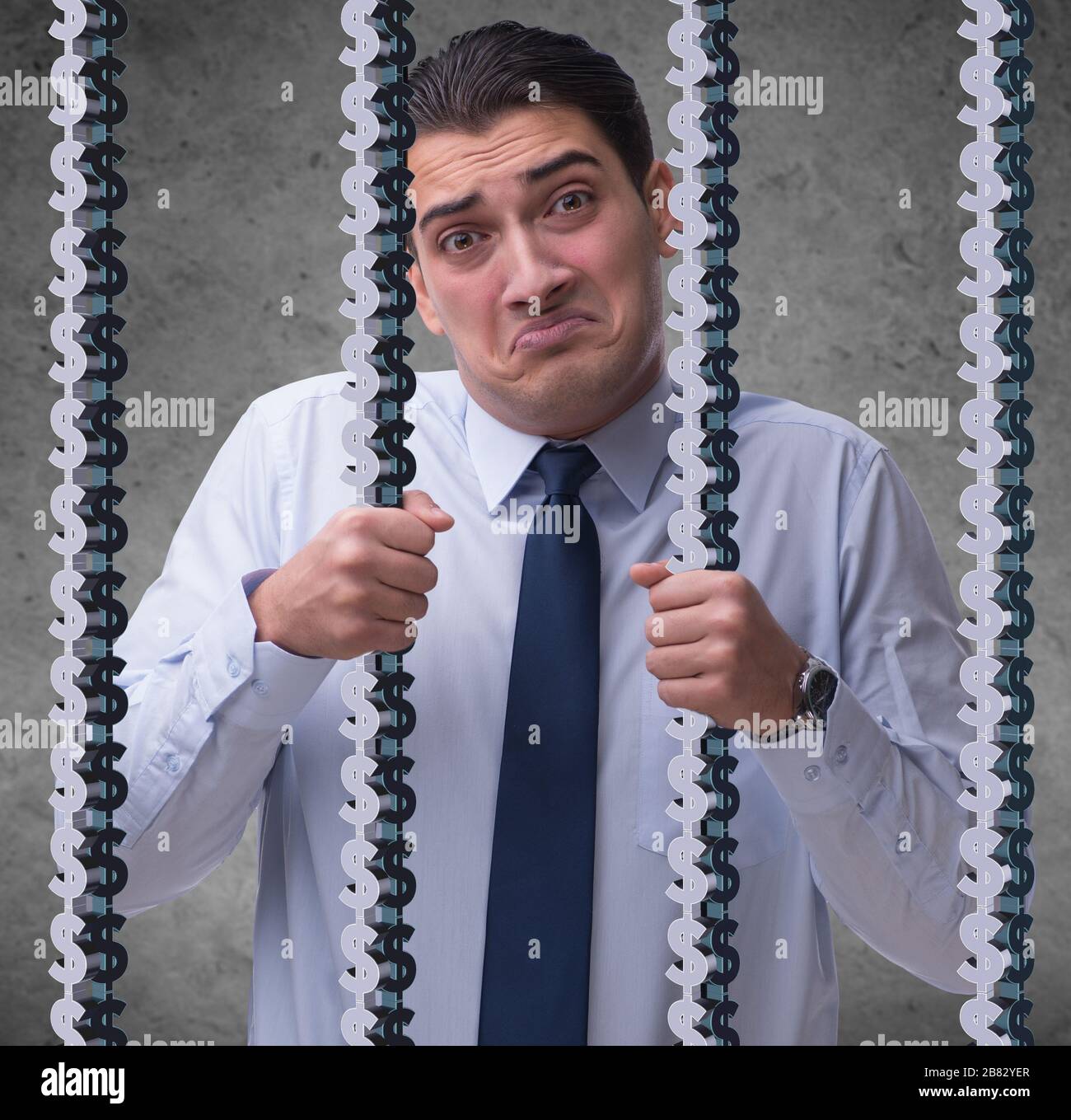 The man trapped in prison with dollars Stock Photo - Alamy