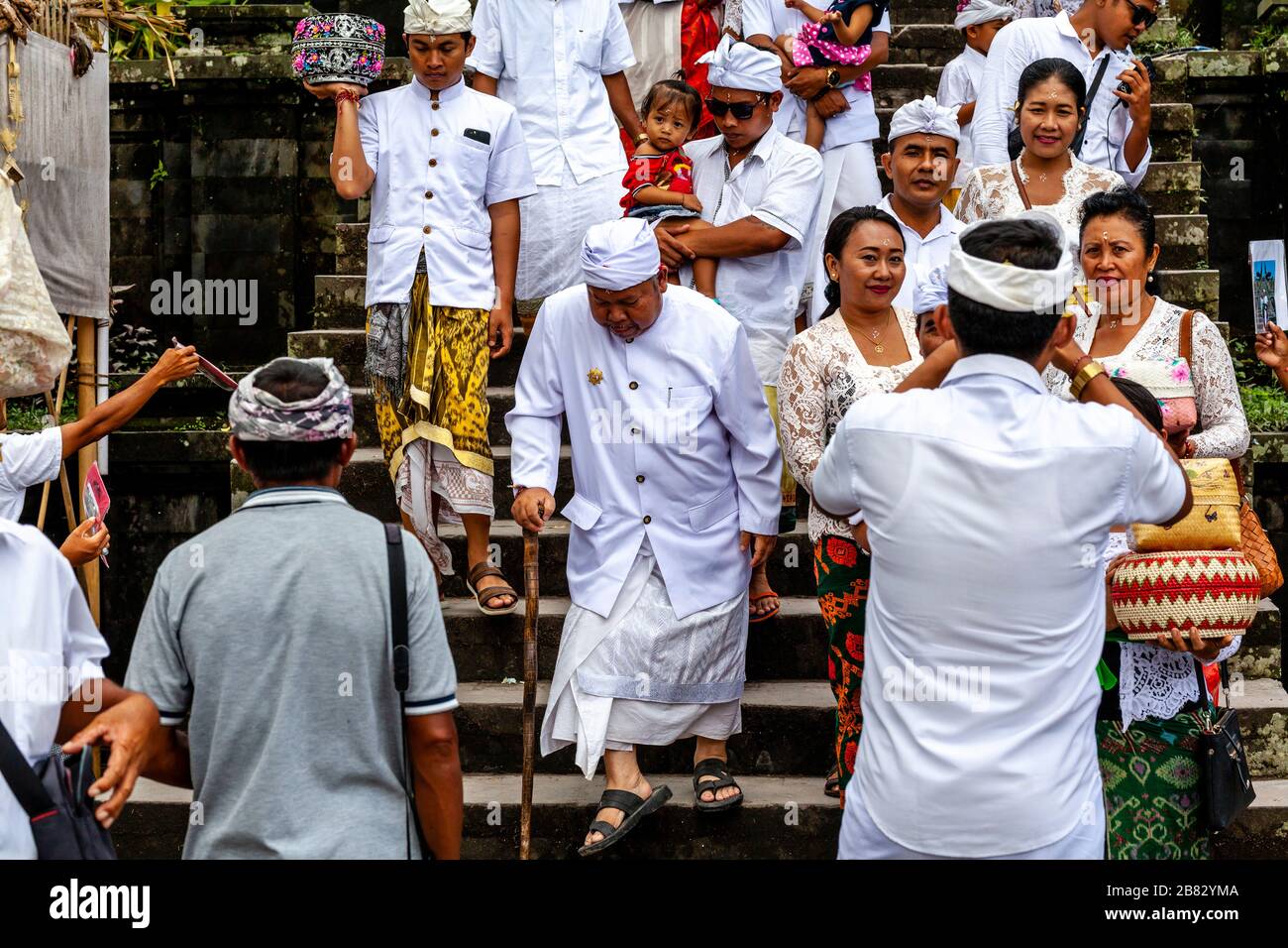 Balinese Hindu People At The Batara Turun Kabeh Ceremony, Besakih ...