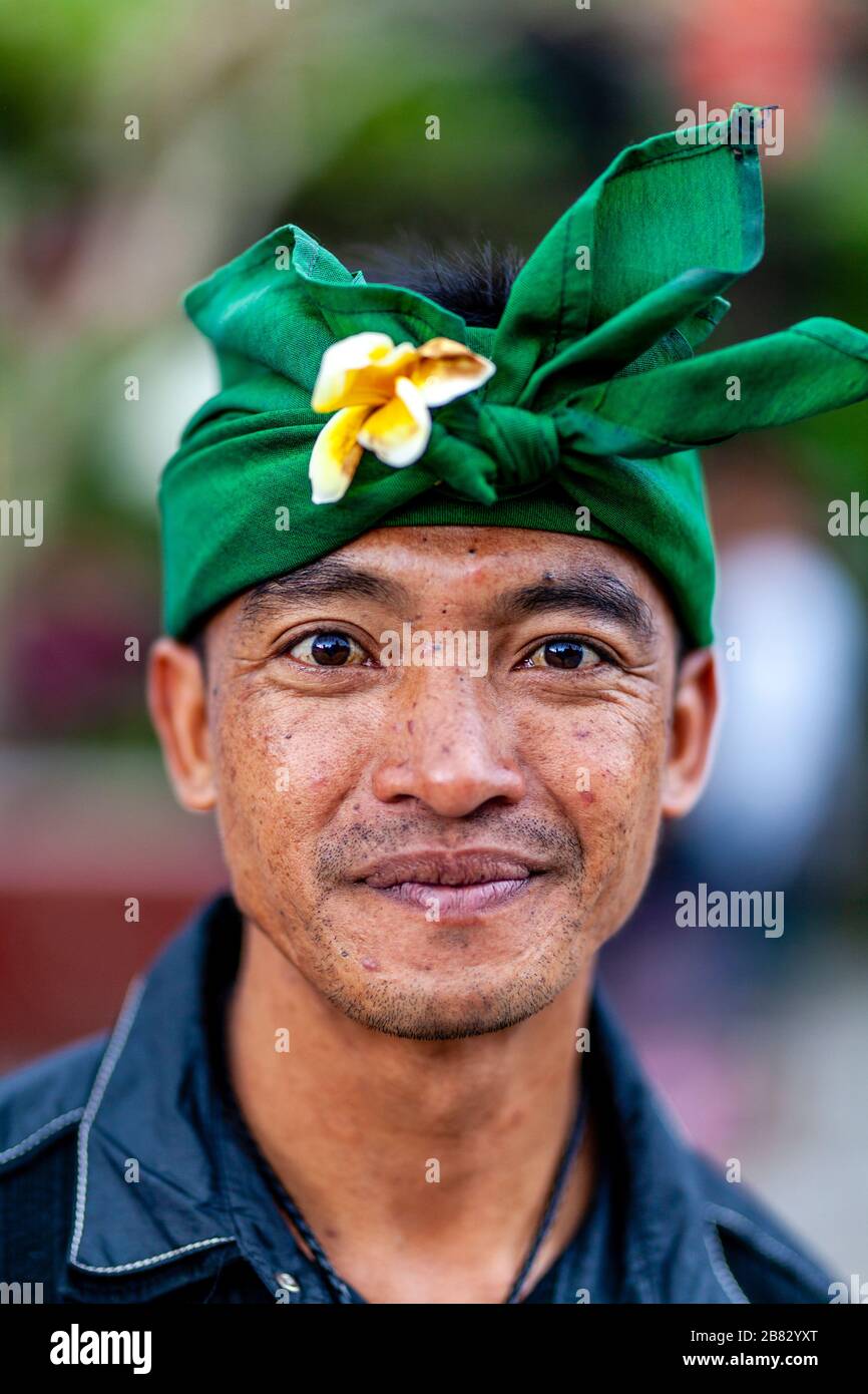A Portrait Of A Balinese Hindu Man At The Batara Turun Kabeh Ceremony ...