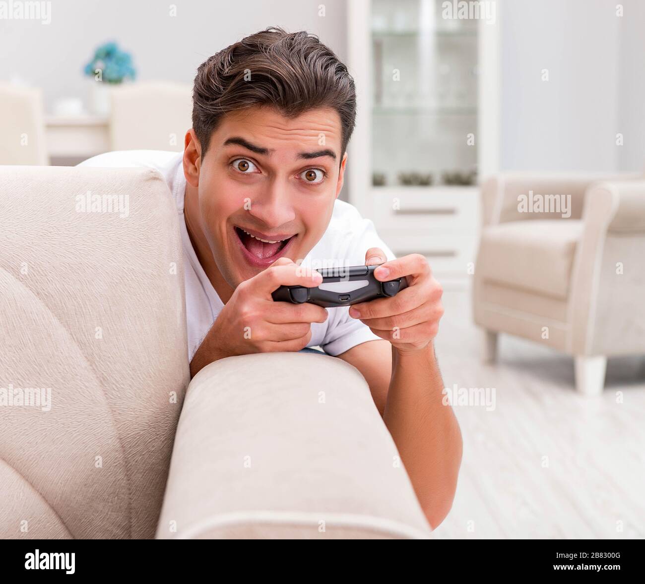 The man addicted to computer games Stock Photo - Alamy