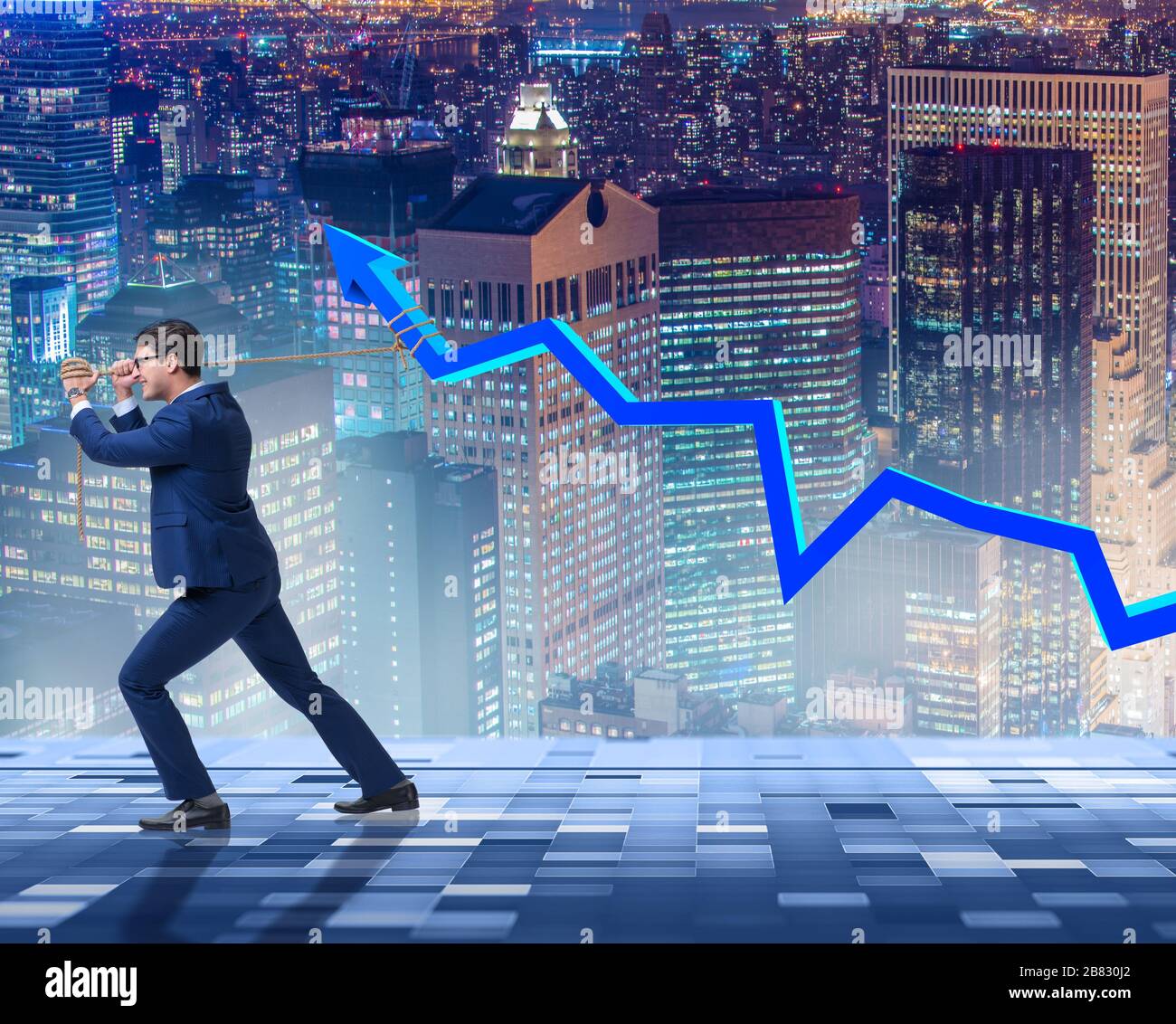 The businessman supporting increase in economy Stock Photo - Alamy