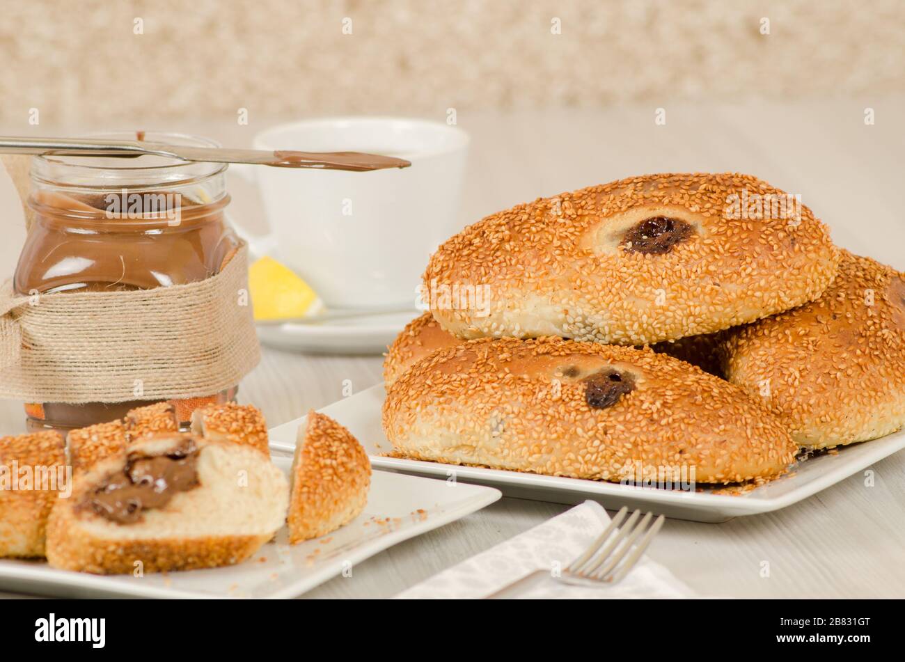 Turkish pastry from turkish cuisine (acma, Pogaca, Simit Stock Photo ...