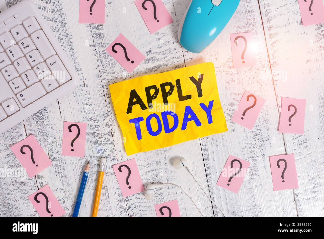 Conceptual hand writing showing Apply Today. Concept meaning to request ...