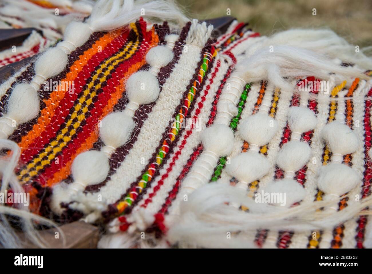 Picture of Bulgarian hand-made rag-carpets, different colors, detail ...