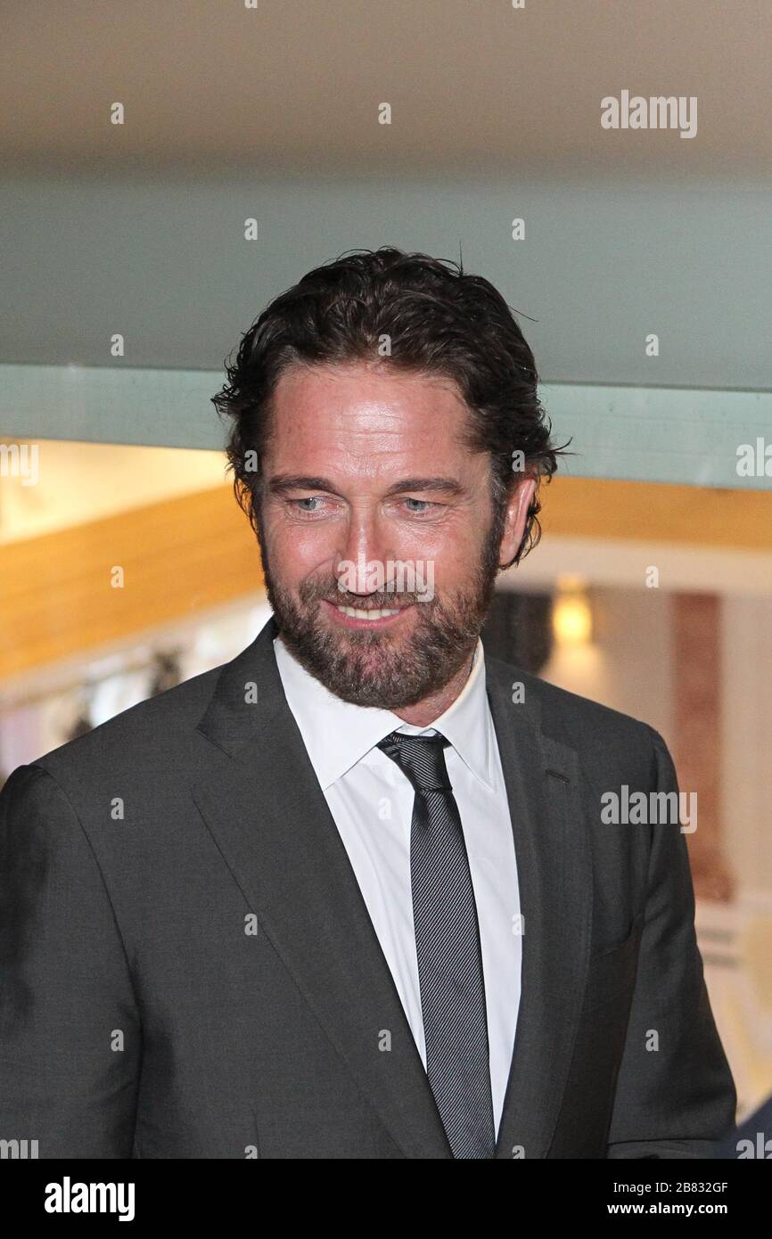 Actor GERARD BUTLER attends in the dinner at the town of Sparta. Butler ...