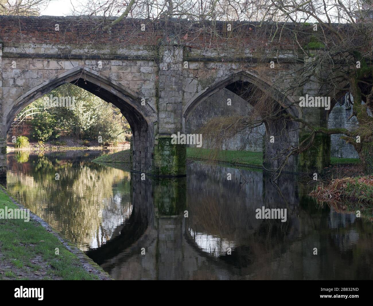 Beautiful old stone bridge to the Eltham Palace in London, UK Stock ...