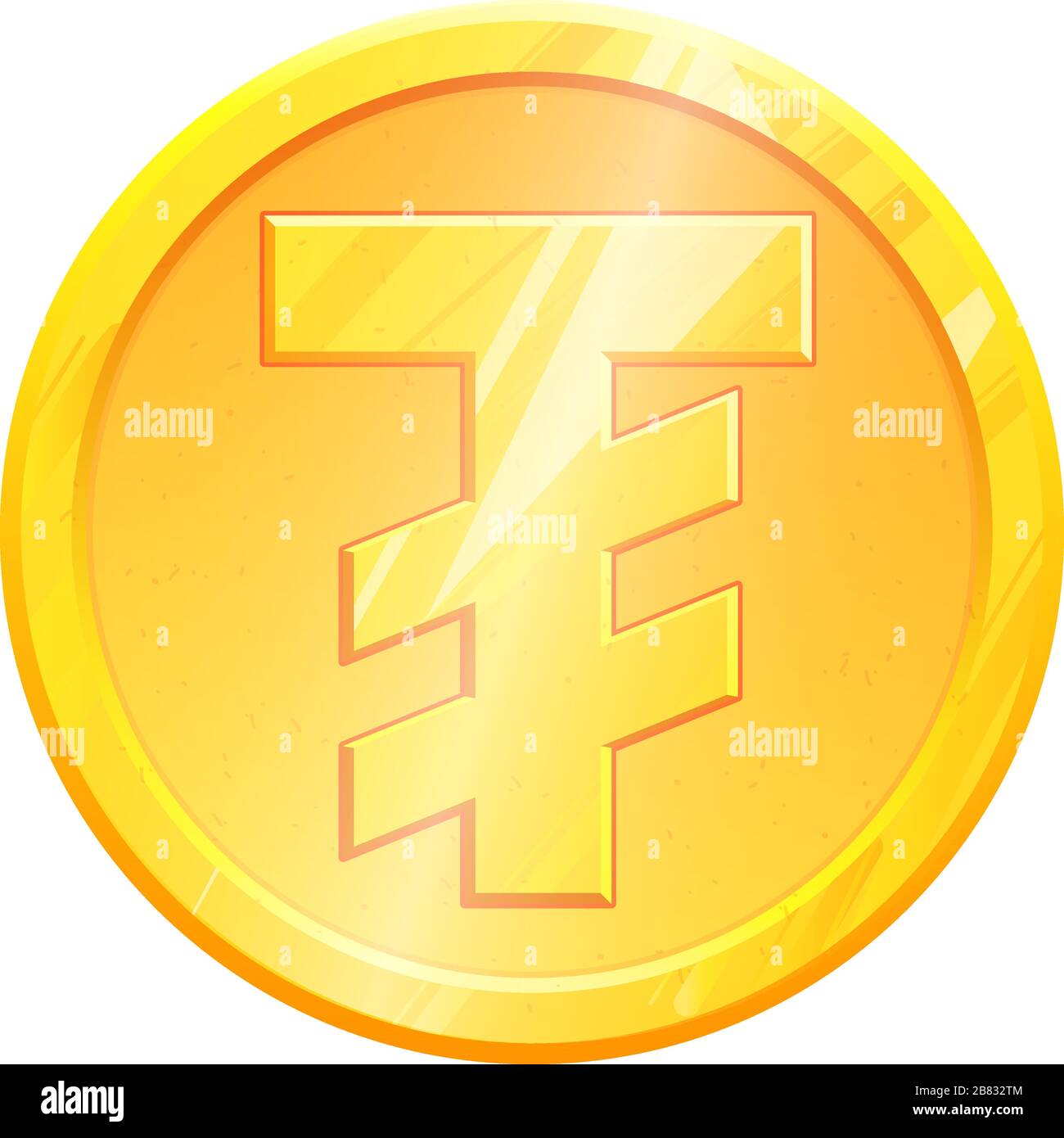 MNT Golden tugric coin symbol on white background. Finance investment ...