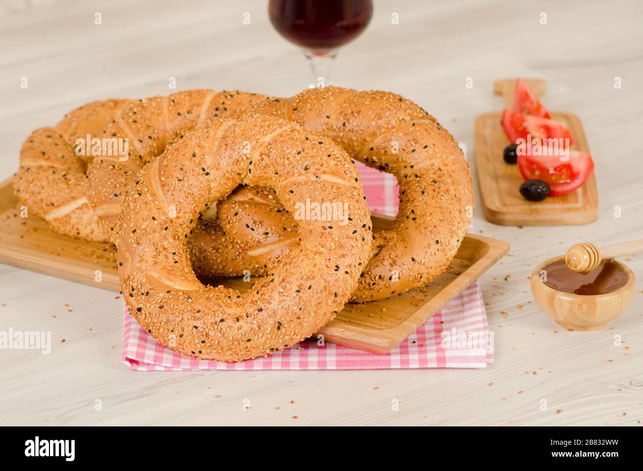 Turkish pastry from turkish cuisine (acma, Pogaca, Simit Stock Photo ...