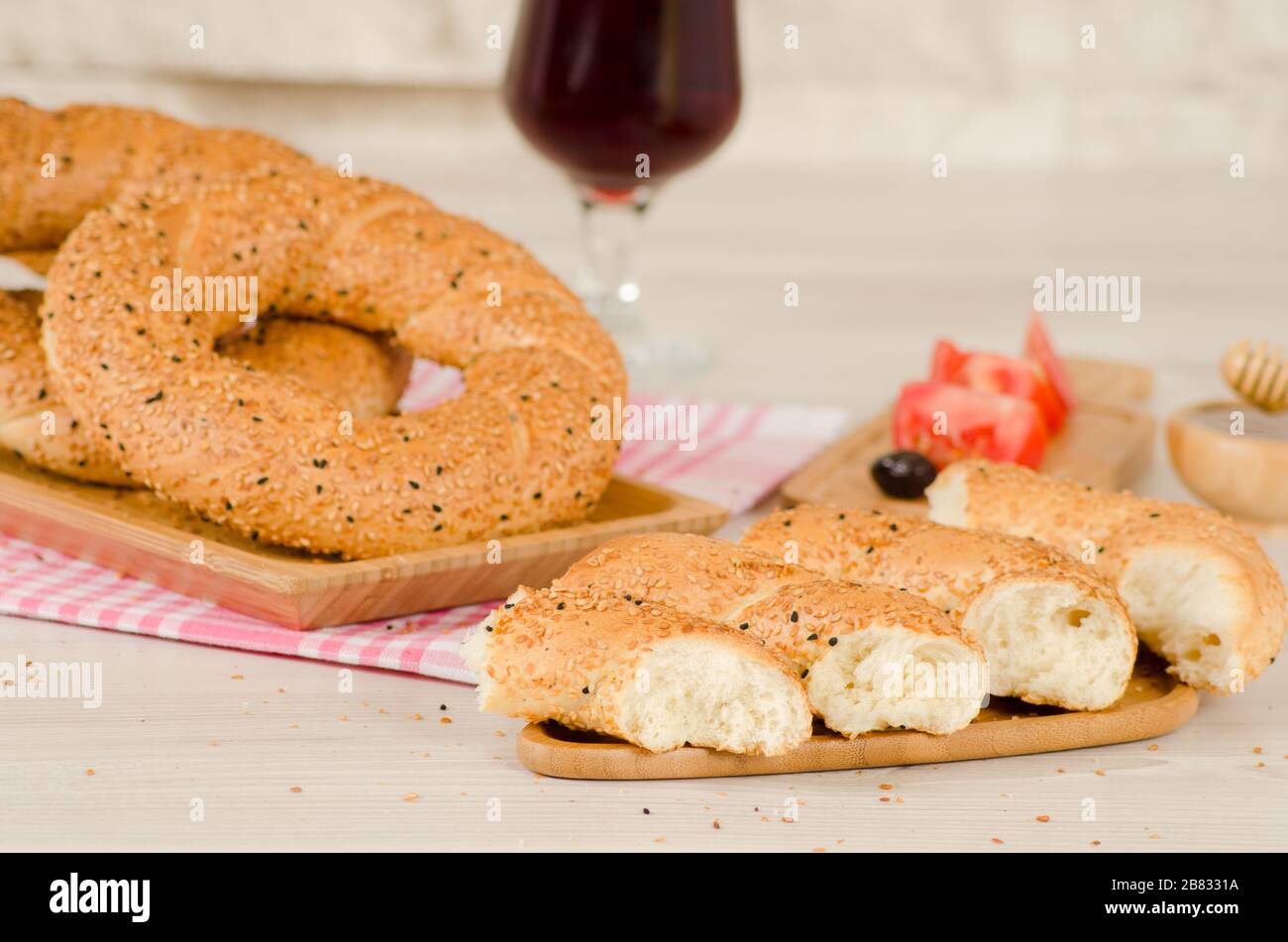 Turkish pastry from turkish cuisine (acma, Pogaca, Simit Stock Photo ...