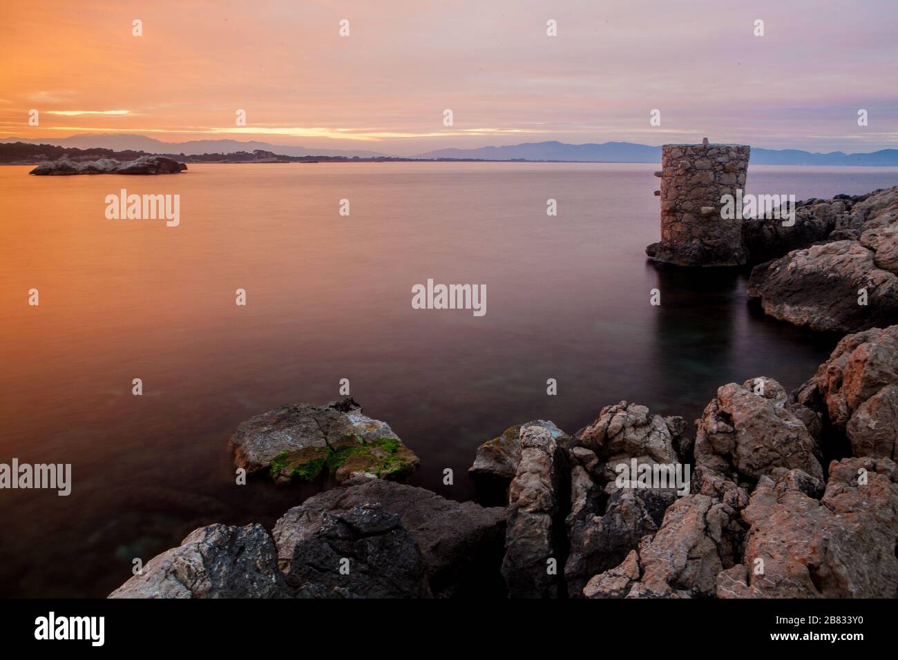 Sunset in La Punta in the Escala village. Costa Brava, Girona, Spain ...