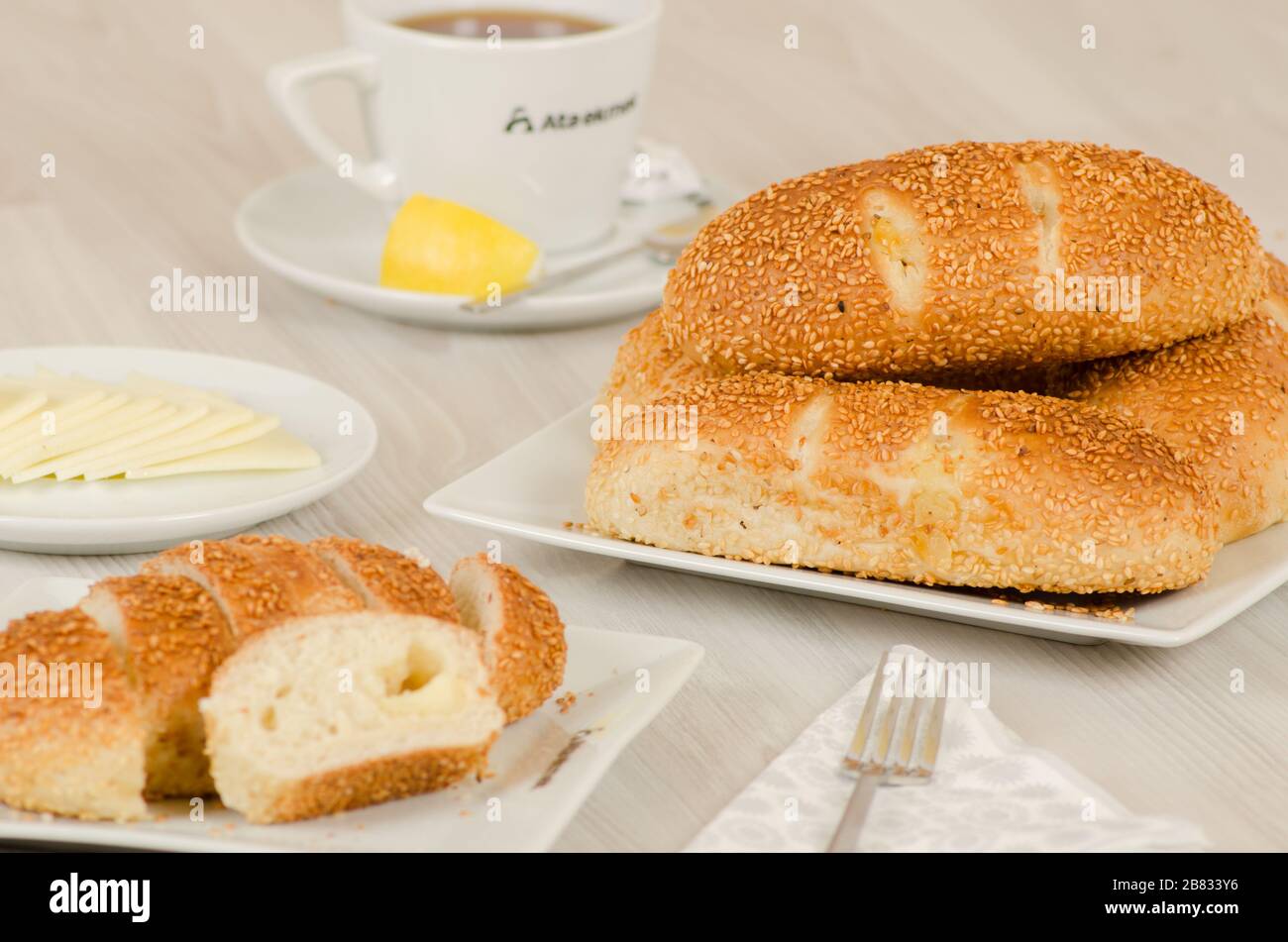 Turkish pastry from turkish cuisine (acma, Pogaca, Simit Stock Photo ...