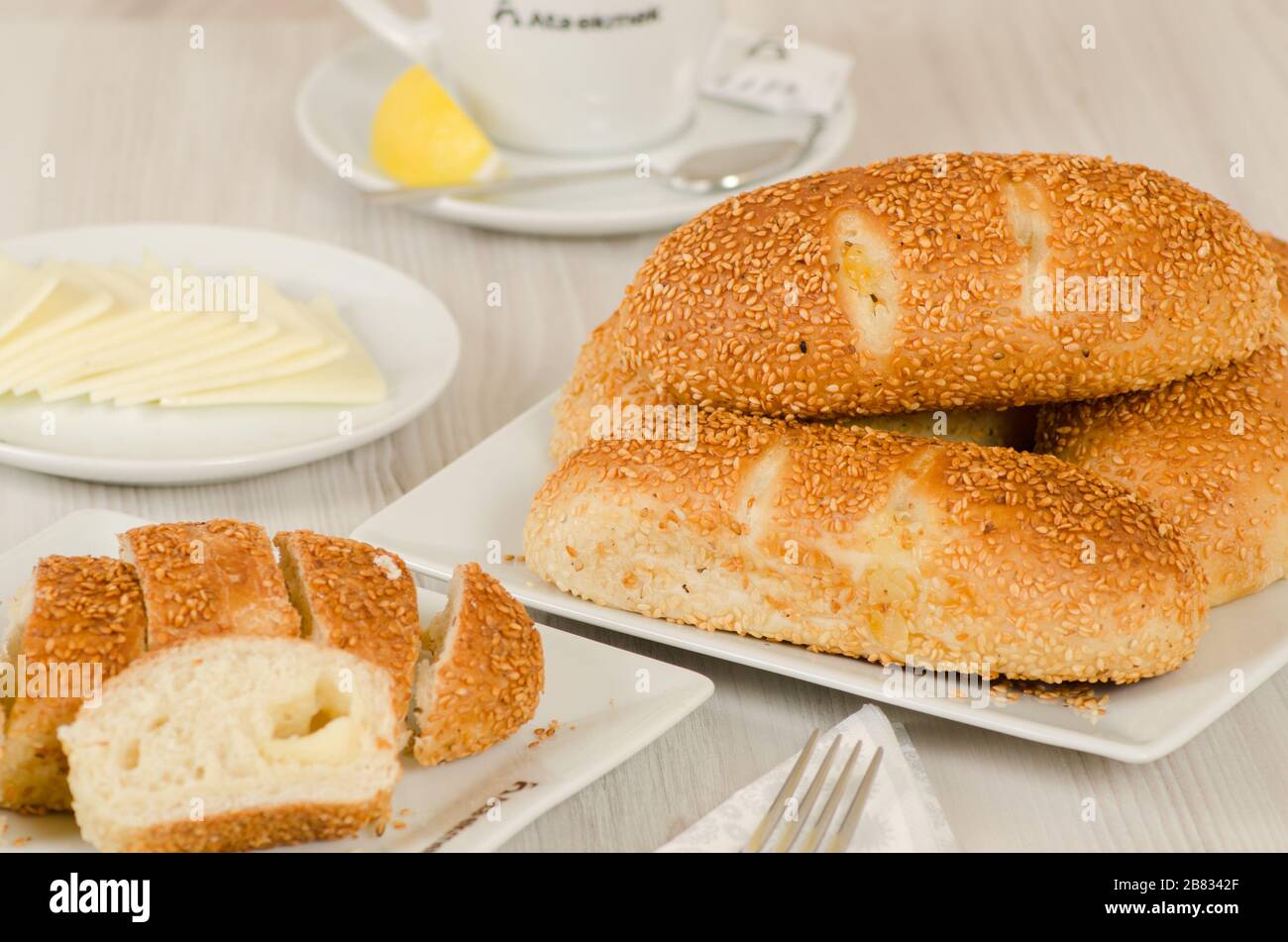 Turkish pastry from turkish cuisine (acma, Pogaca, Simit Stock Photo ...